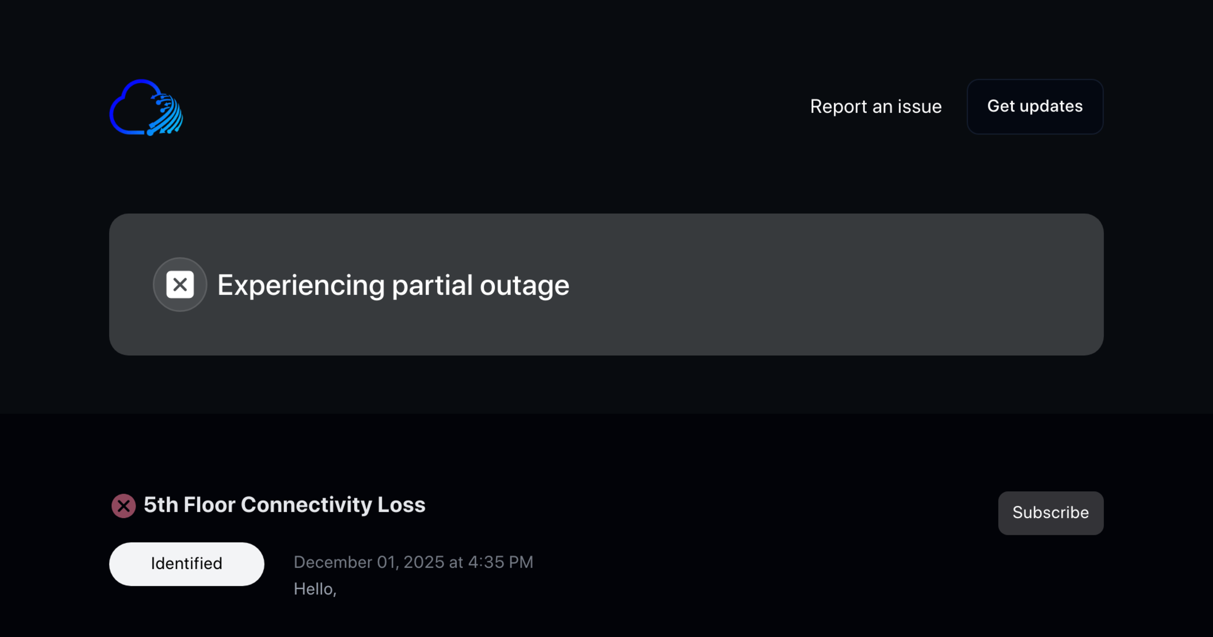 GoodLeaf Hosting Status page